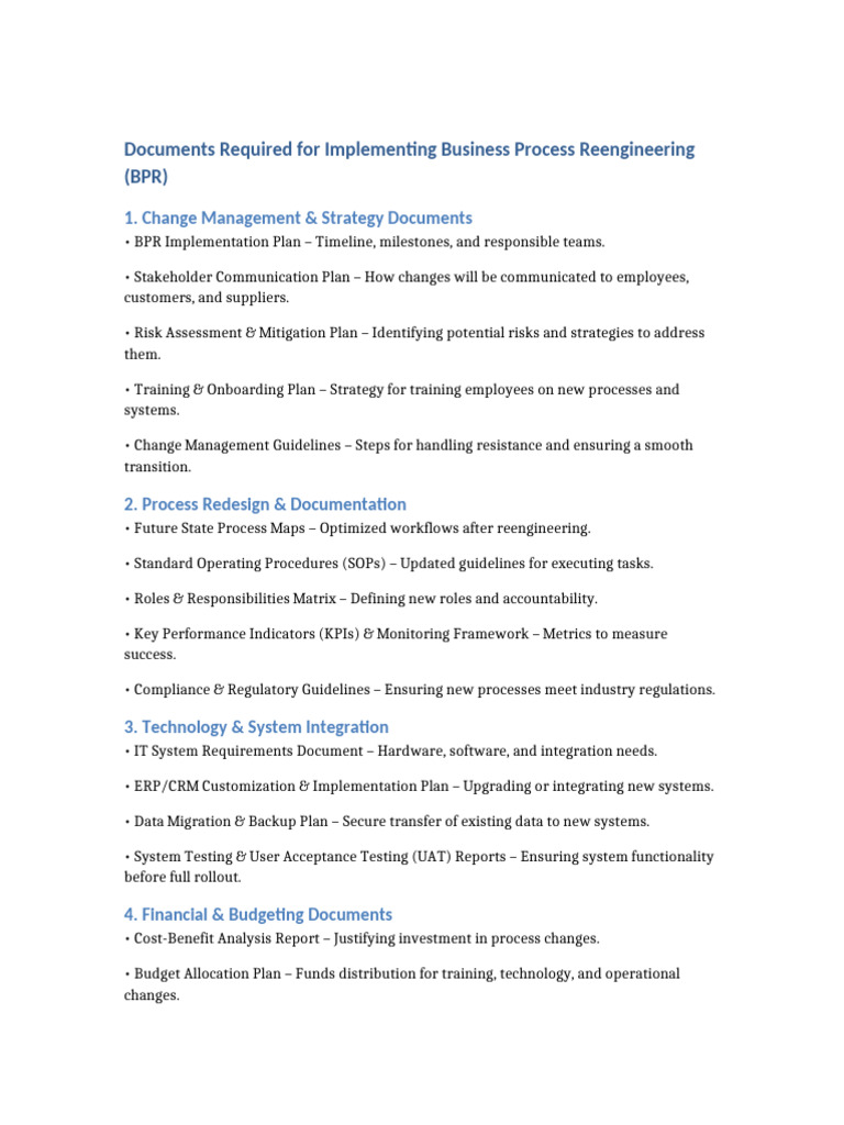 BPR Implementation Documents | PDF