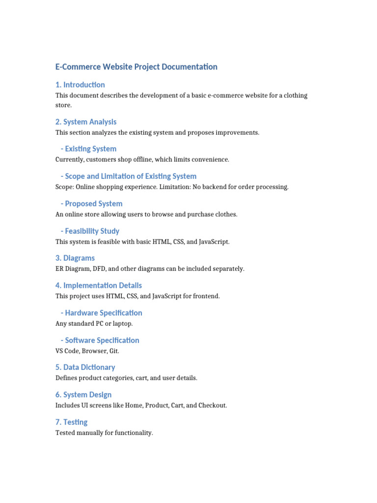 Ecommerce Documentation | PDF