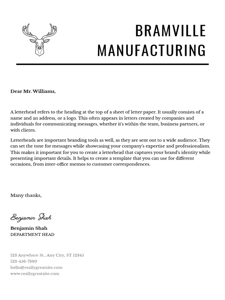 Business Letterhead in Black and White Grey Simple and Minimal Style ...