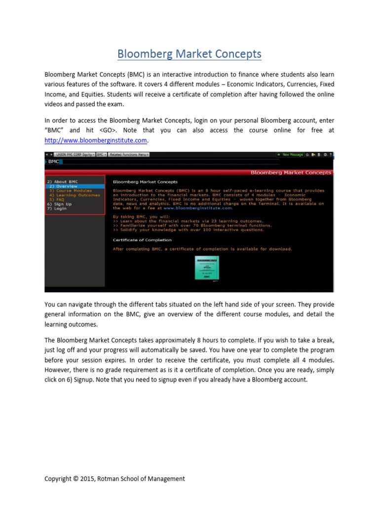 Free Access to Bloomberg Market Concepts | PDF