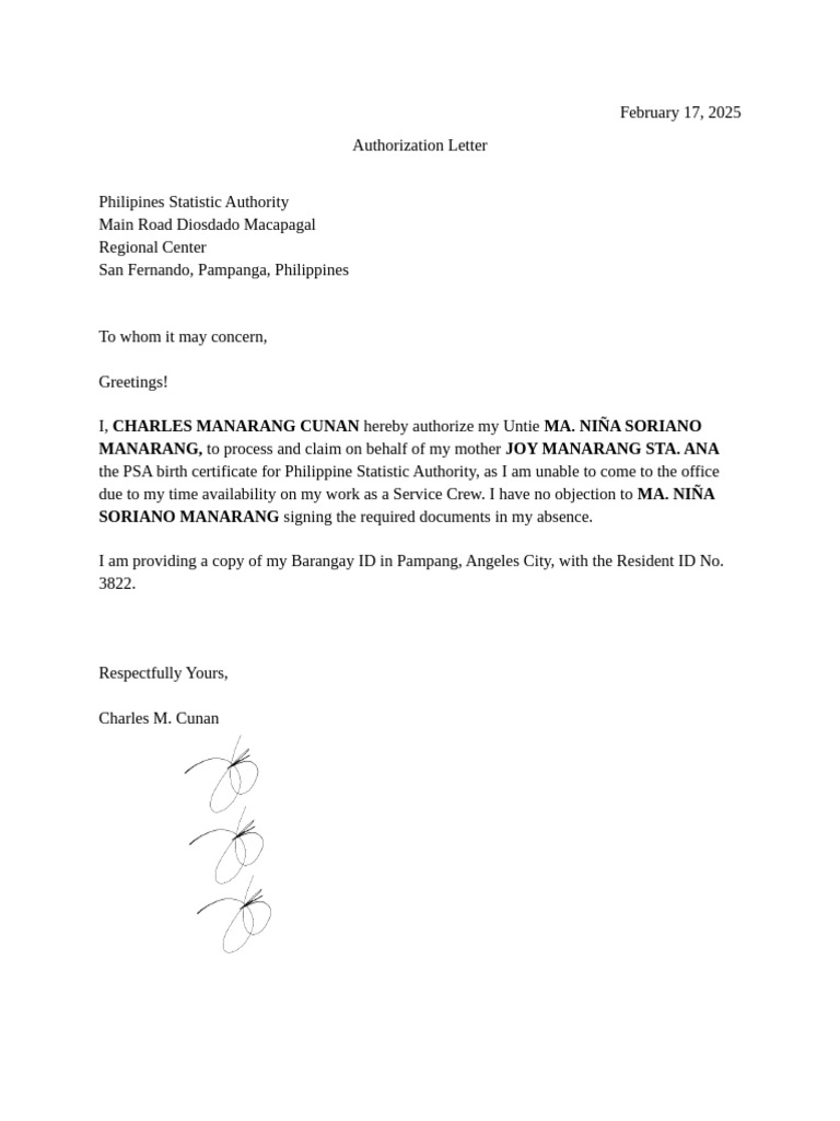 Authorization Letter | PDF