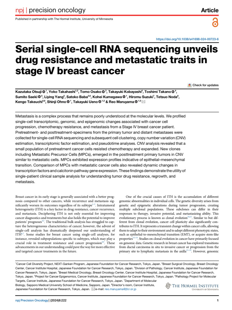 Single Cell RNA Seq | PDF | Metastasis | Cancer