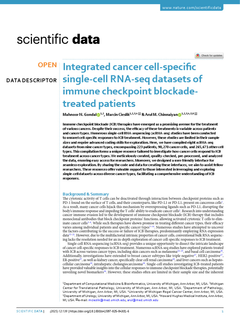 Cancer Cell-Specific scRNA-seq Datasets | PDF | Cancer | Neoplasms