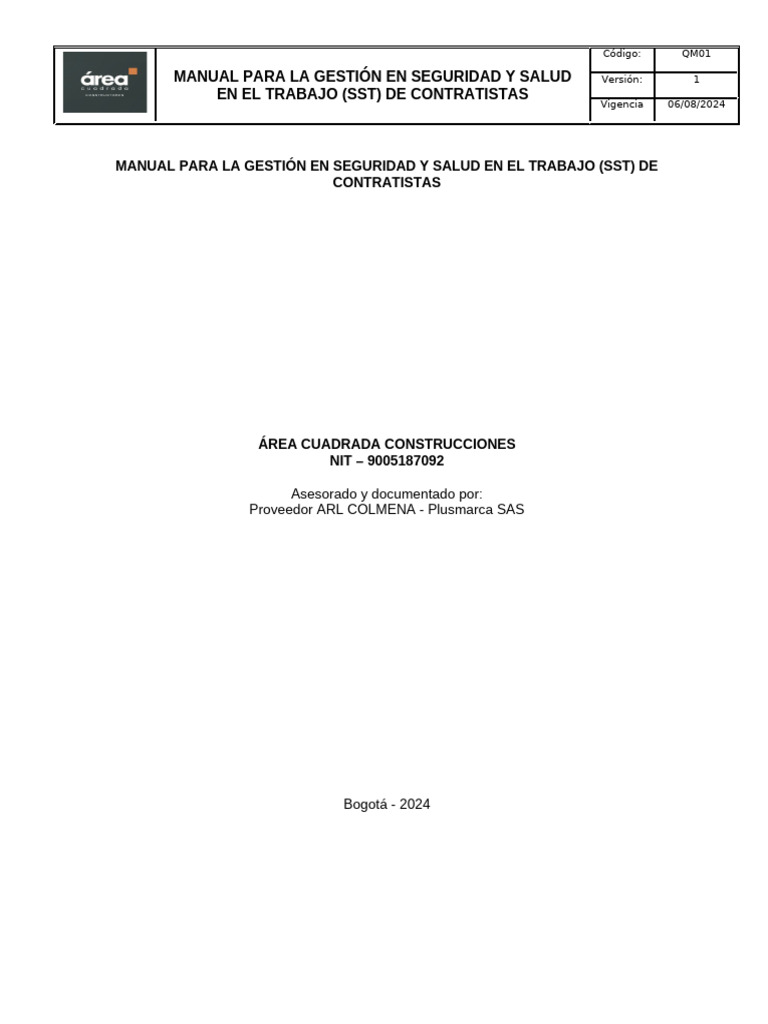 Manual SST para Contratistas | PDF | Outsourcing | Valores