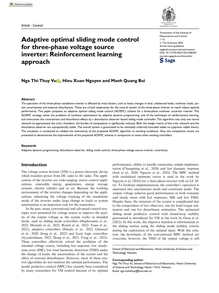 Online2023 Adaptive Optimal Sliding Mode Control For Three Phase ...