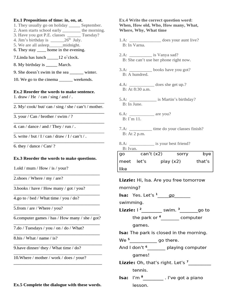 Grammar Exercises-5th Grade | PDF | Grammar | Linguistics