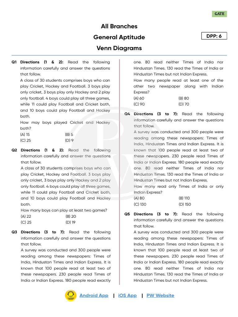 Analytical Reasoning - DPP 06 (By Amulya Sir) | PDF | Newspapers | Newspaper Publishing