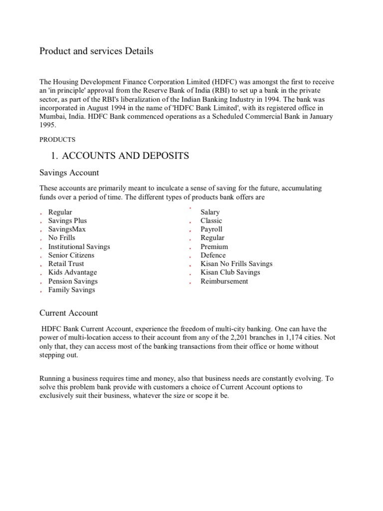 HDFC Product Details | PDF | Debit Card | Transaction Account