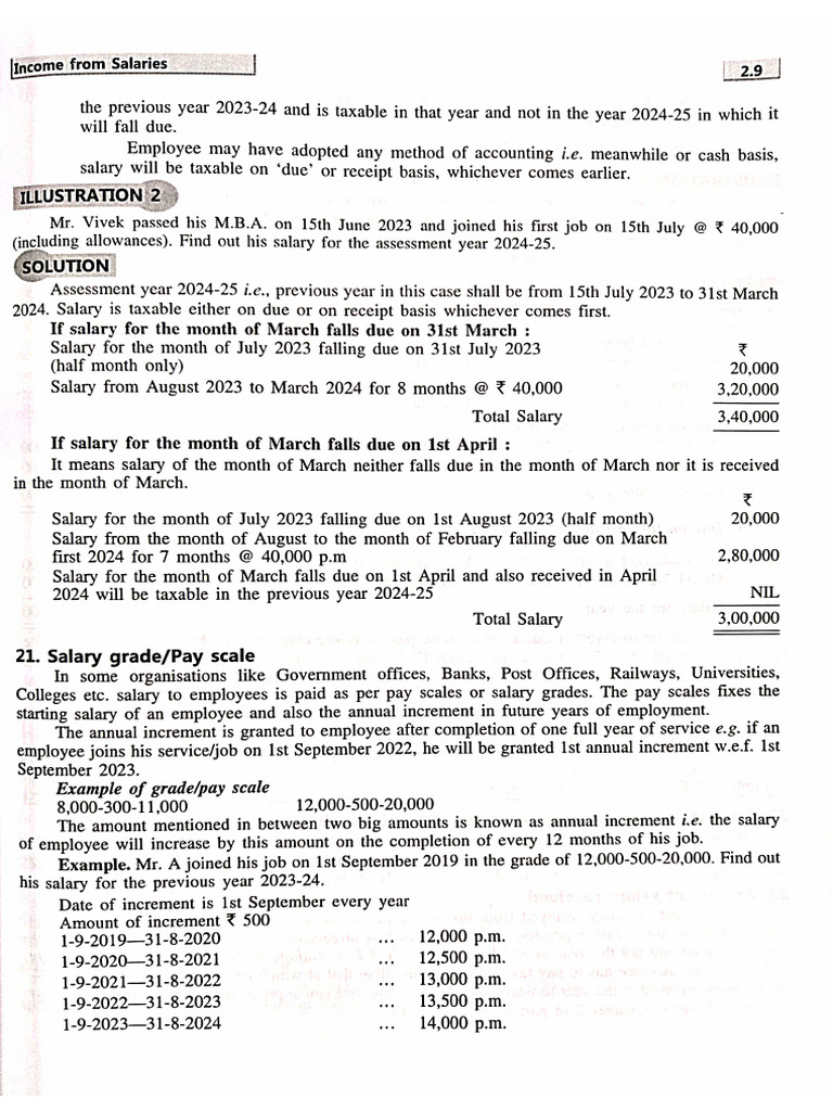 Income From Salary Practice Problems | PDF