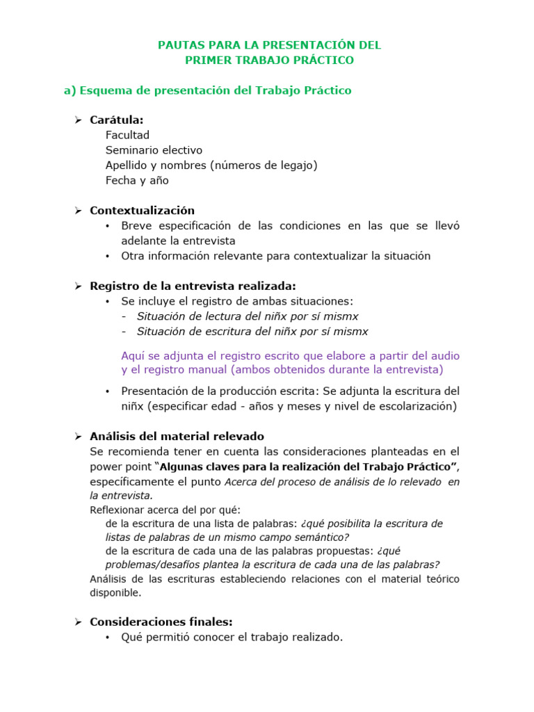 Pautas para La Presentación Del Primer Trabajo Práctico - 2023 | PDF | Bibliografía