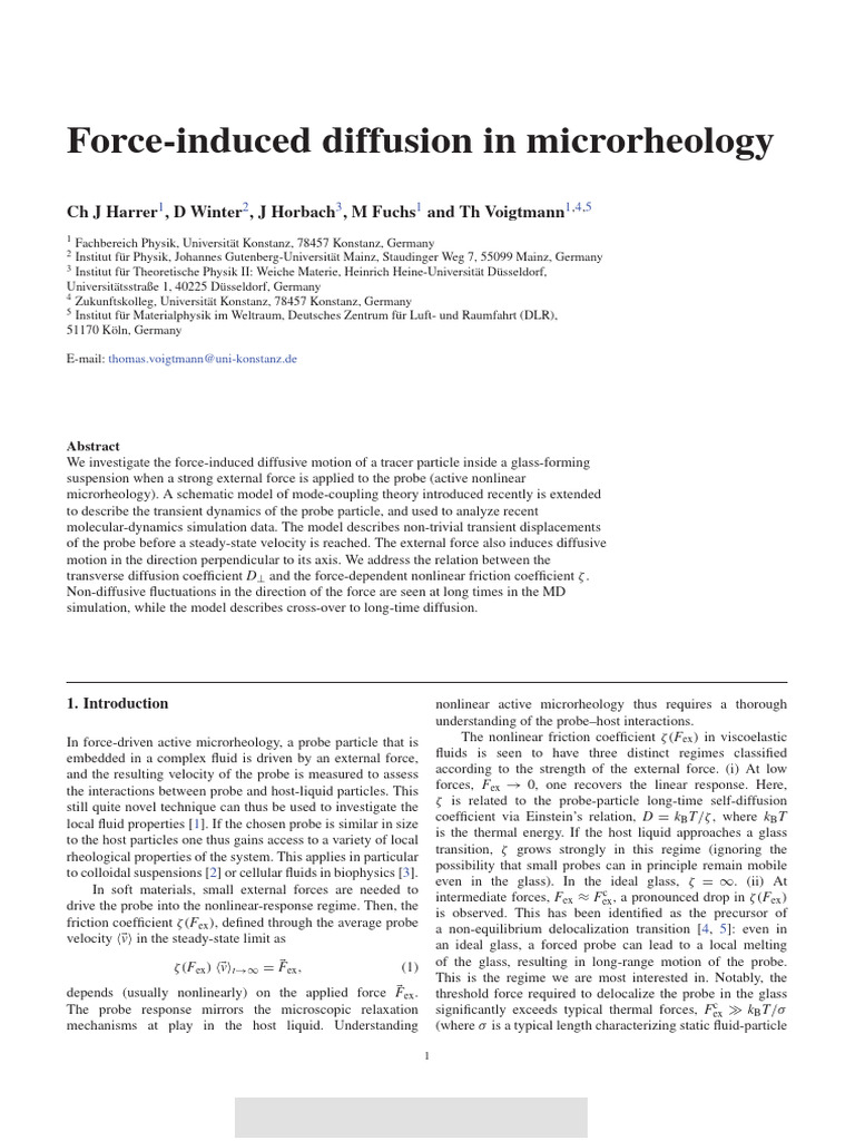 Force-Induced Diffusion in Microrheology | PDF | Force | Molecular Dynamics
