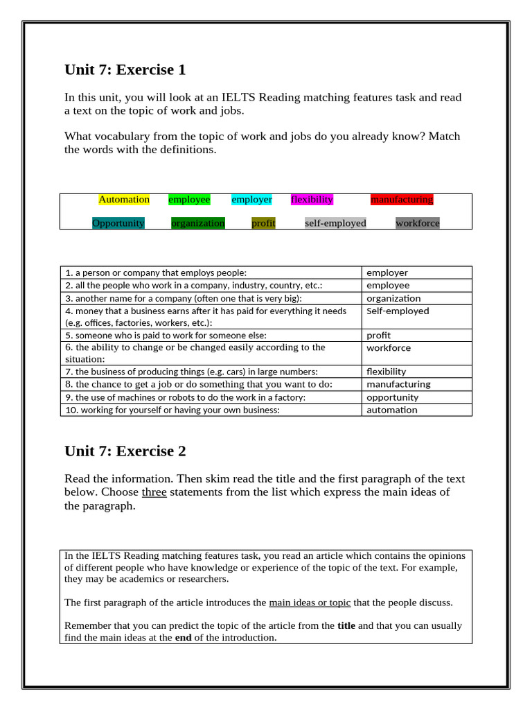 Unit 7 - Reading | PDF | Employment | Self Employment