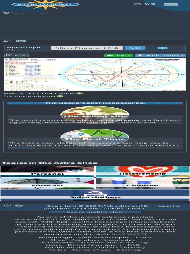Free Astrology Chart - Astrodienst | PDF | Horoscope | Planets In Astrology