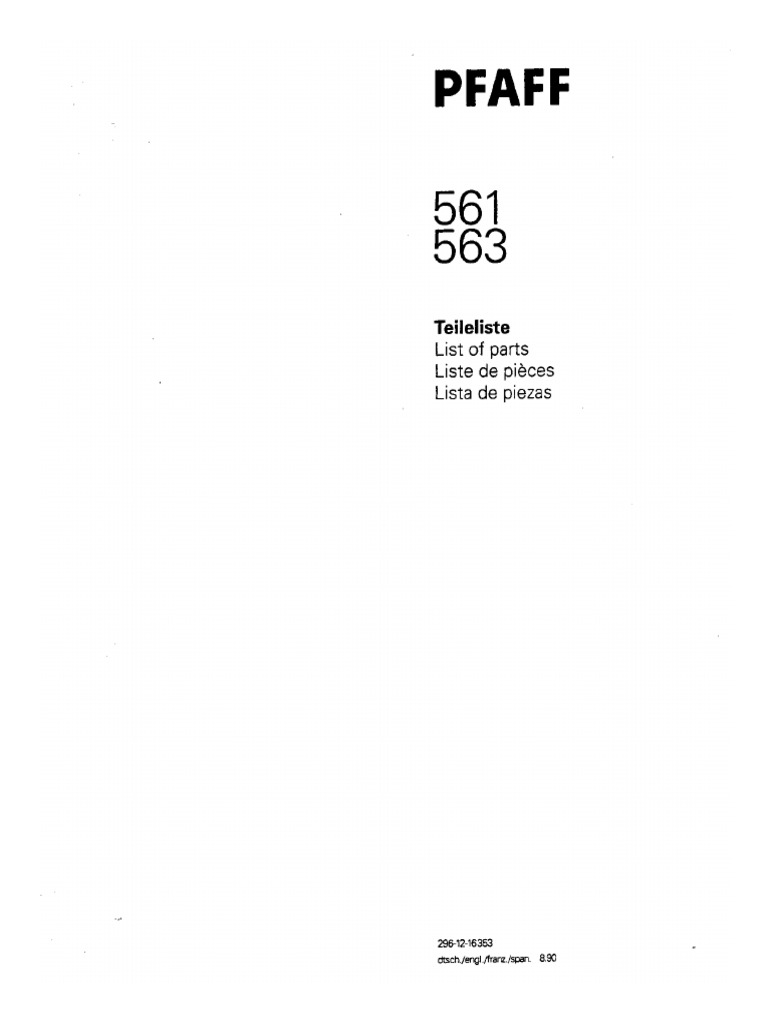 PFAFF 561 - 563 Parts List | PDF