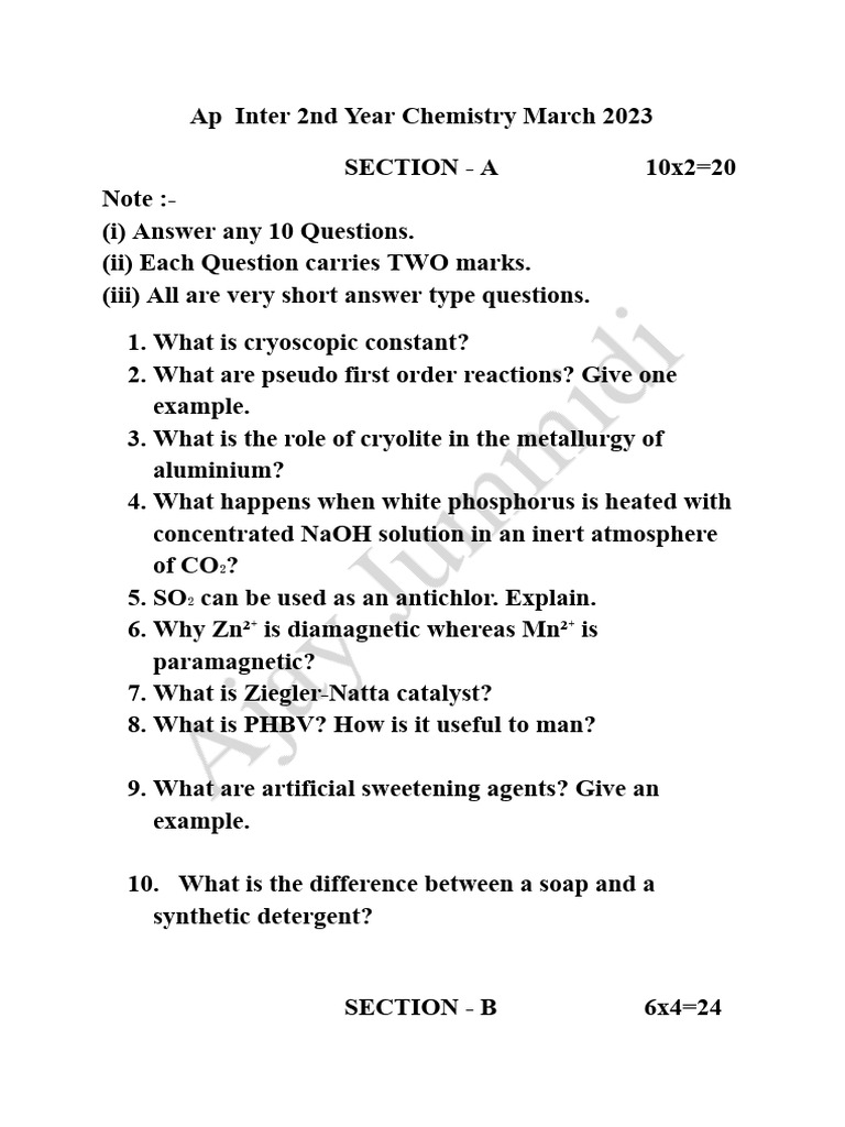 17 Pyq Paper Inter 2nd Year IPE Ajay Jummidi | PDF | Chemical Reactions | Chemical Equilibrium