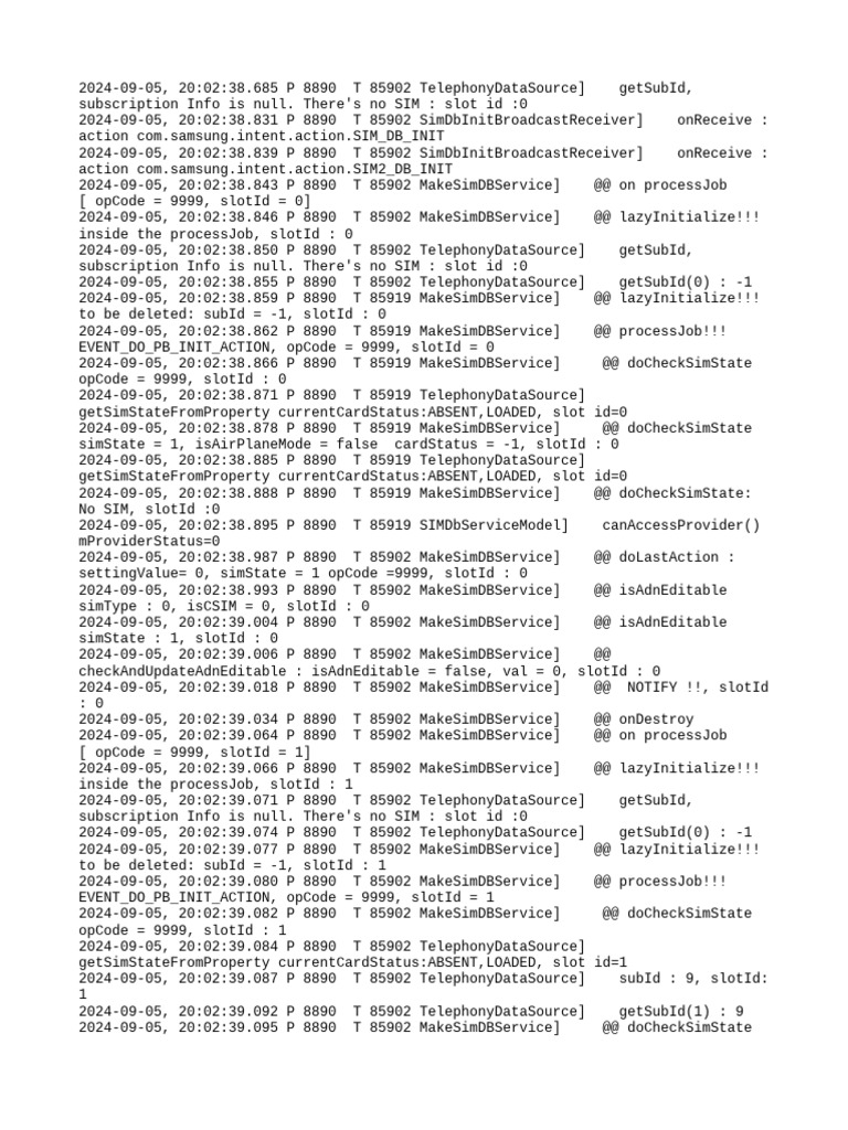 SIM Card Initialization Log Analysis | PDF | Software | Sql