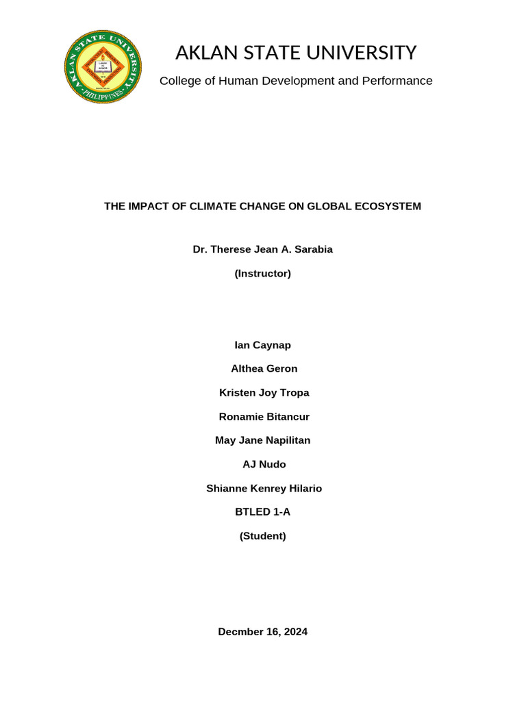 Csts Case Study Hardcopy by Btled 1a | PDF | Ecosystem | Climate Change