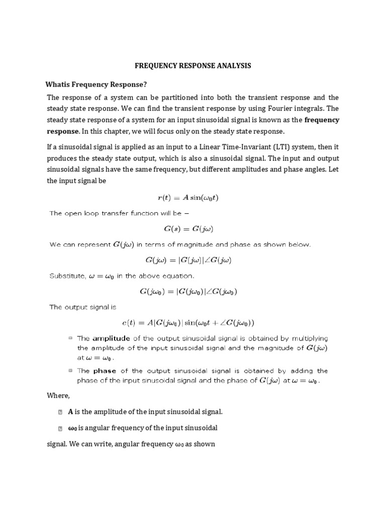 Frequencyu Response Analysis | PDF | Resonance | Oscillation