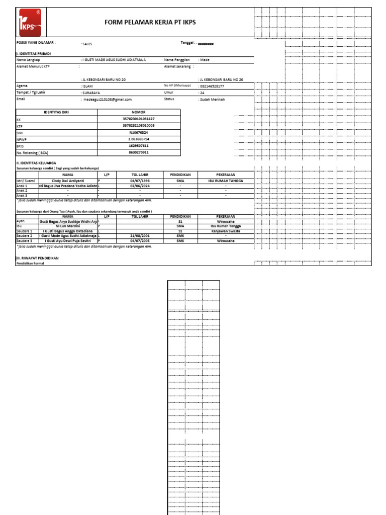 Form Pelamar Kerja Pt Ikps Sby.pdf | PDF