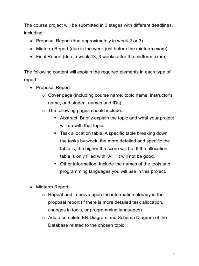 Course Project Submission Guidelines | PDF