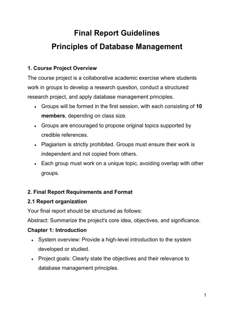 Final Report Guidelines | PDF | Databases | Relational Database
