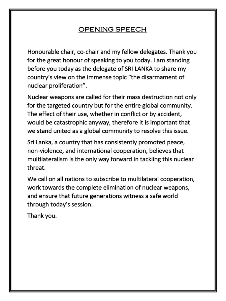 Sri Lanka's Call for Nuclear Disarmament | PDF