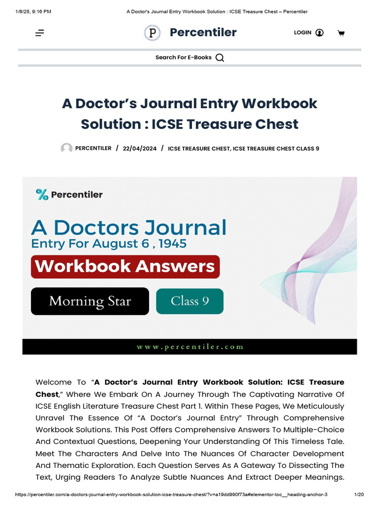 A Doctor's Journal Entry Workbook Solution | PDF
