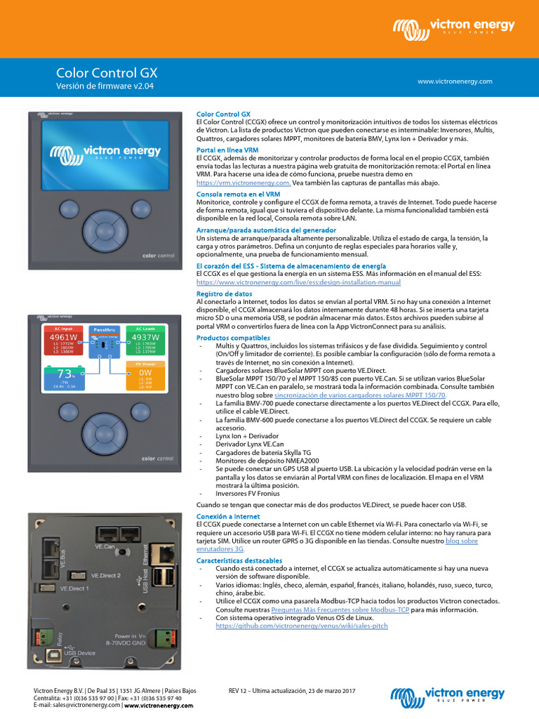 Ficha-técnica-Color-Control-GX | PDF | USB | Arranque
