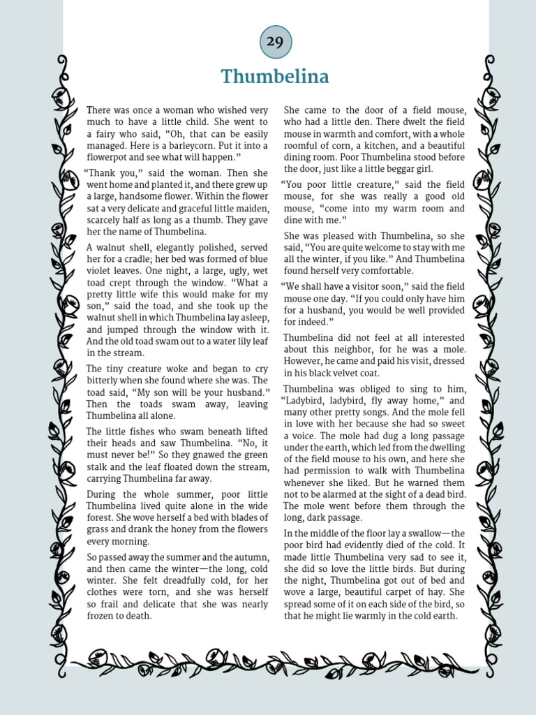 Thumbelina | PDF | Fairy Tales