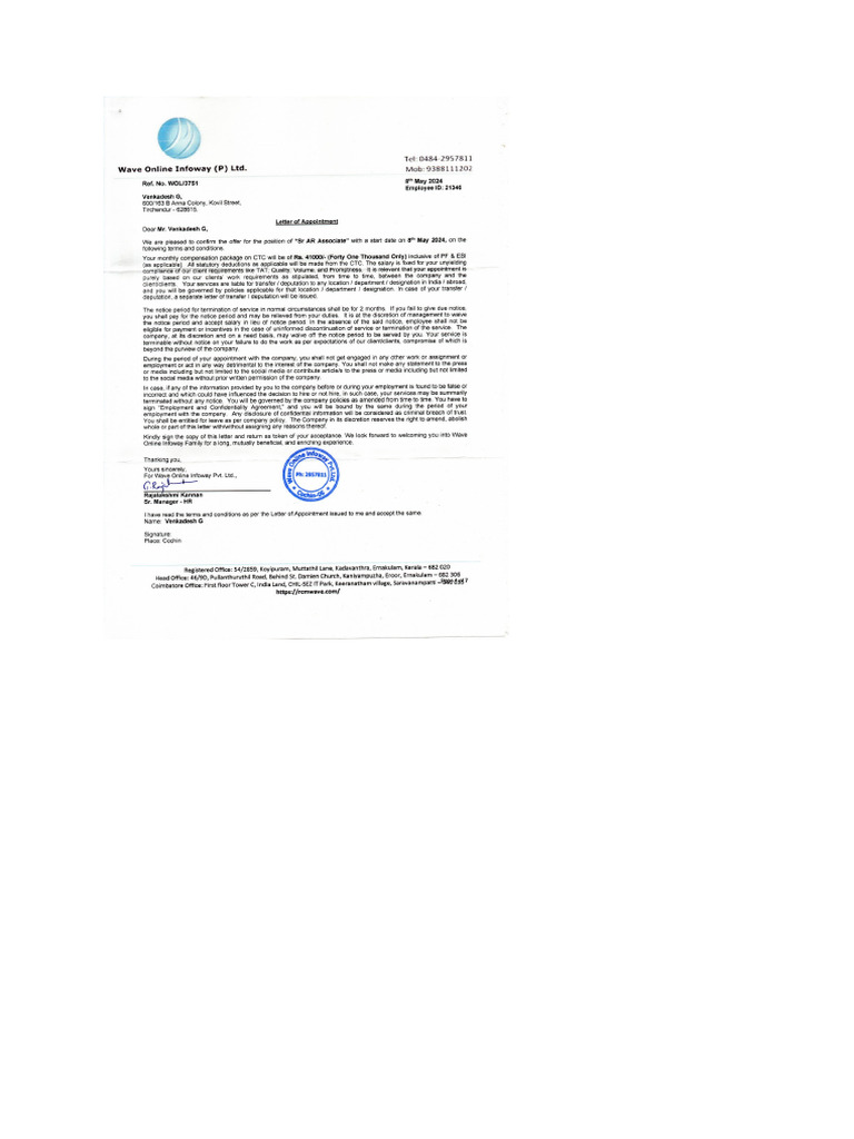 Aapoiment Leeter Format | PDF