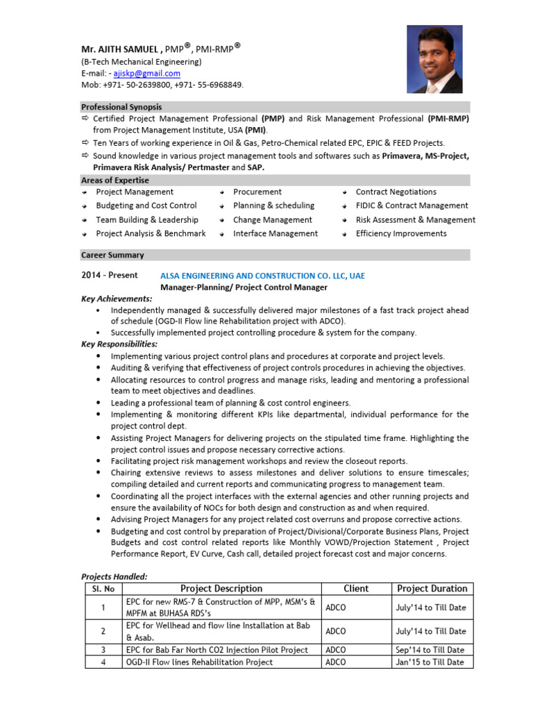 AJITH-CV | PDF | Project Management | Risk Management