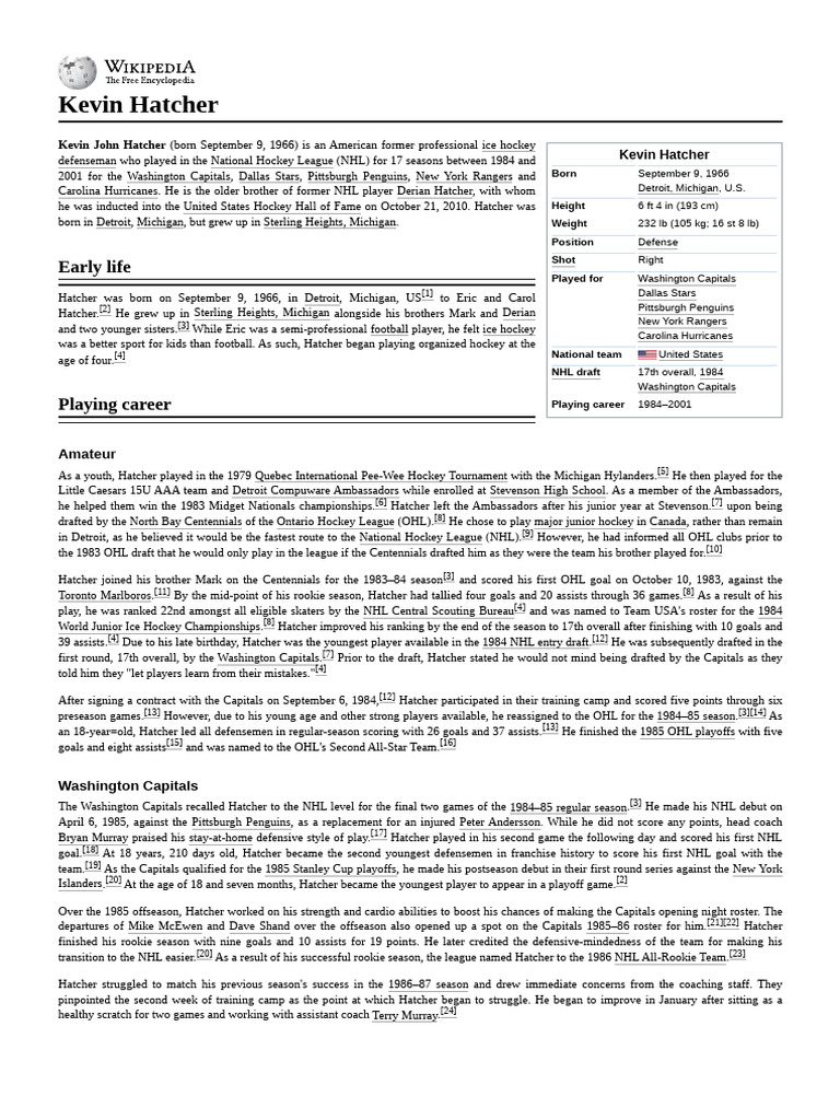 Kevin_Hatcher | PDF | National Hockey League | Ice Hockey