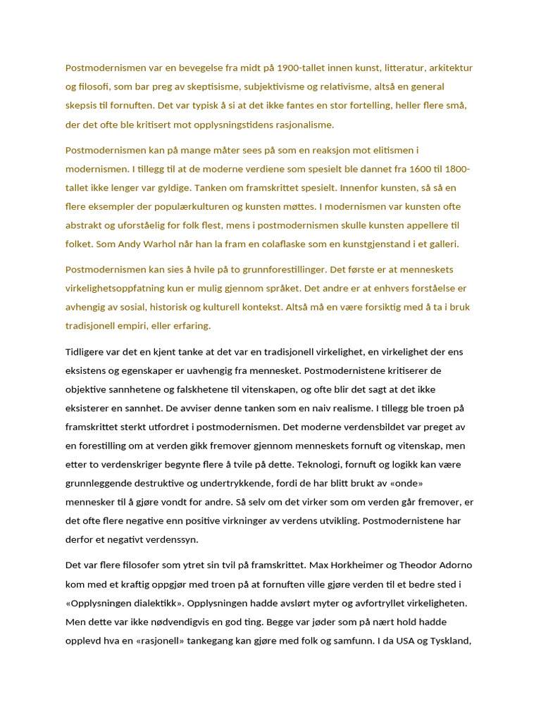 Postmodernismen | PDF