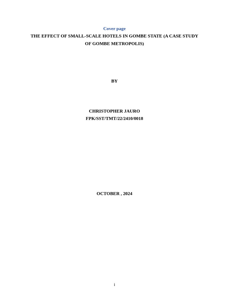 small scale project | PDF | Sustainability | Tourism