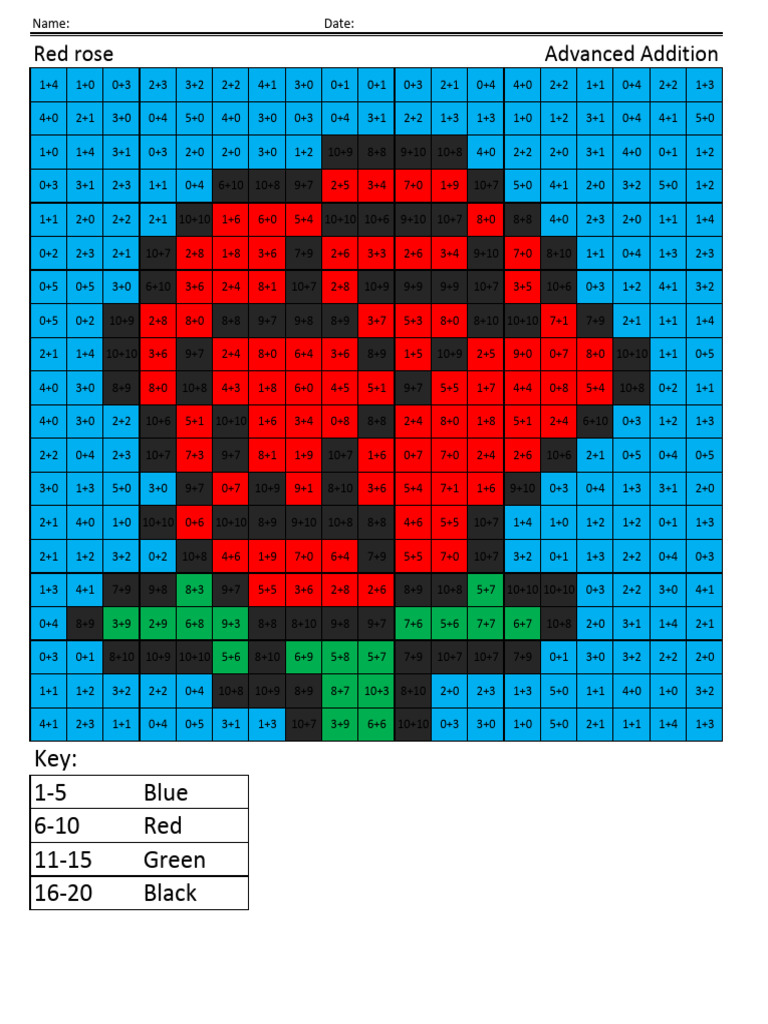 AH4 Rose Math Coloring 1 | PDF