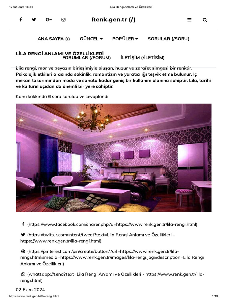 Lila Rengi Anlamı Ve Özellikleri | PDF