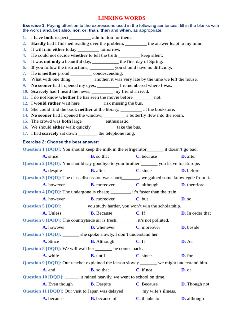 Linking Words | PDF