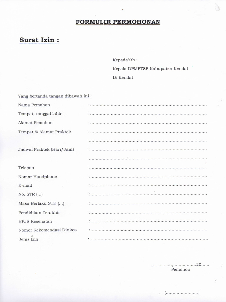 Form Permohonan PTSP Baru | PDF