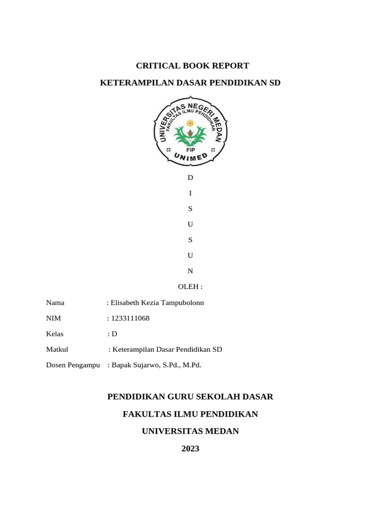 CBR KETERAMPILAN DASAR PENDIDIKAN SD_ELISABETH TAMPUBOLON_123311068_KELAS D | PDF