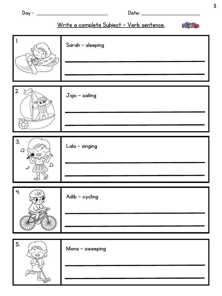 Complete Subject-Verb Sentence Exercises | PDF | Subject (Grammar) | Verb