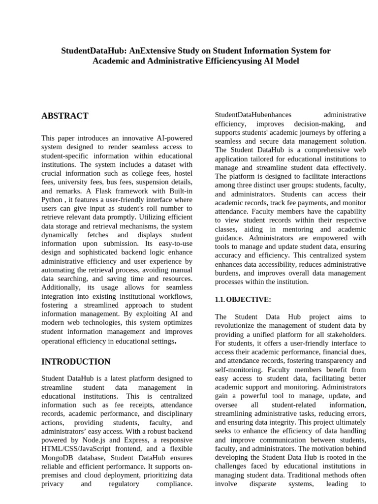 AI-Powered Student Data Management System | PDF | Cloud Computing | Usability