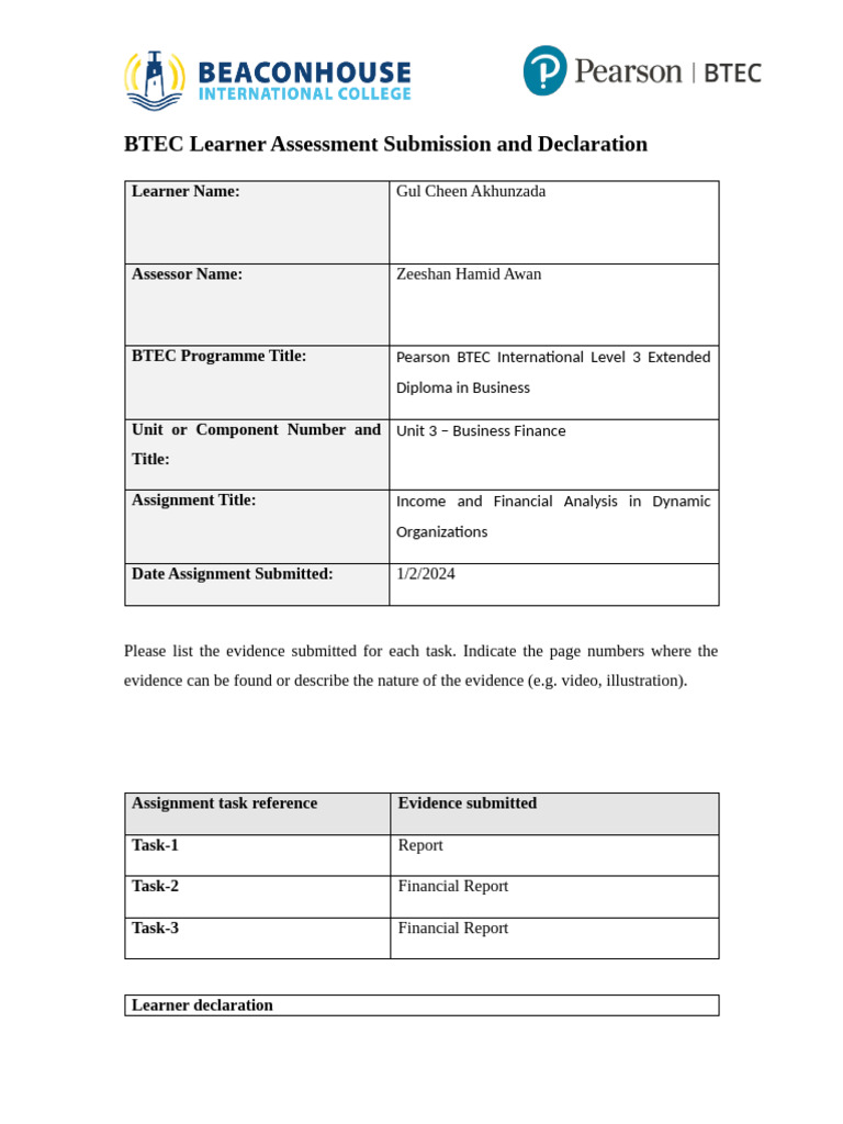 Final Assignment (B.F) Gul Cheen Akhunzada | PDF | Equity (Finance ...