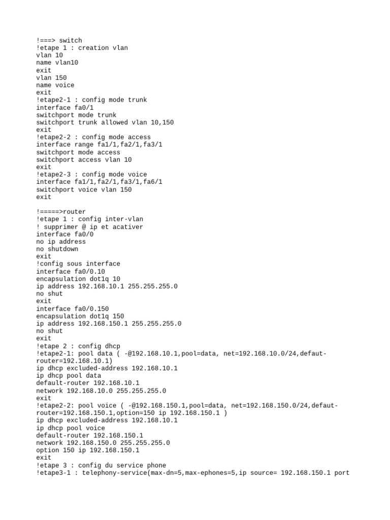 VLAN and DHCP Configuration for VoIP | PDF