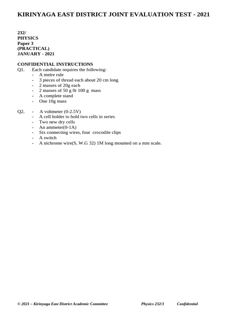 Physics Pp3 Confidential | PDF