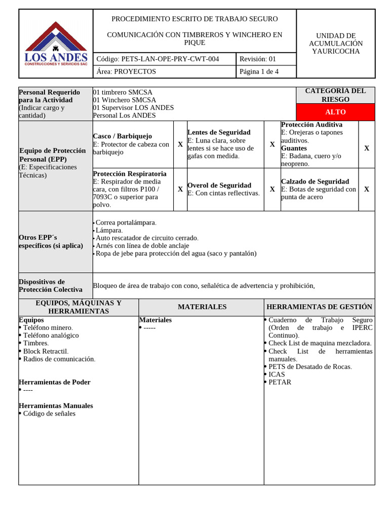 Pets-Lan-Ope-Pry-Cwt-004-Comunicacion Con Timbreros y Winchero en Pique ...