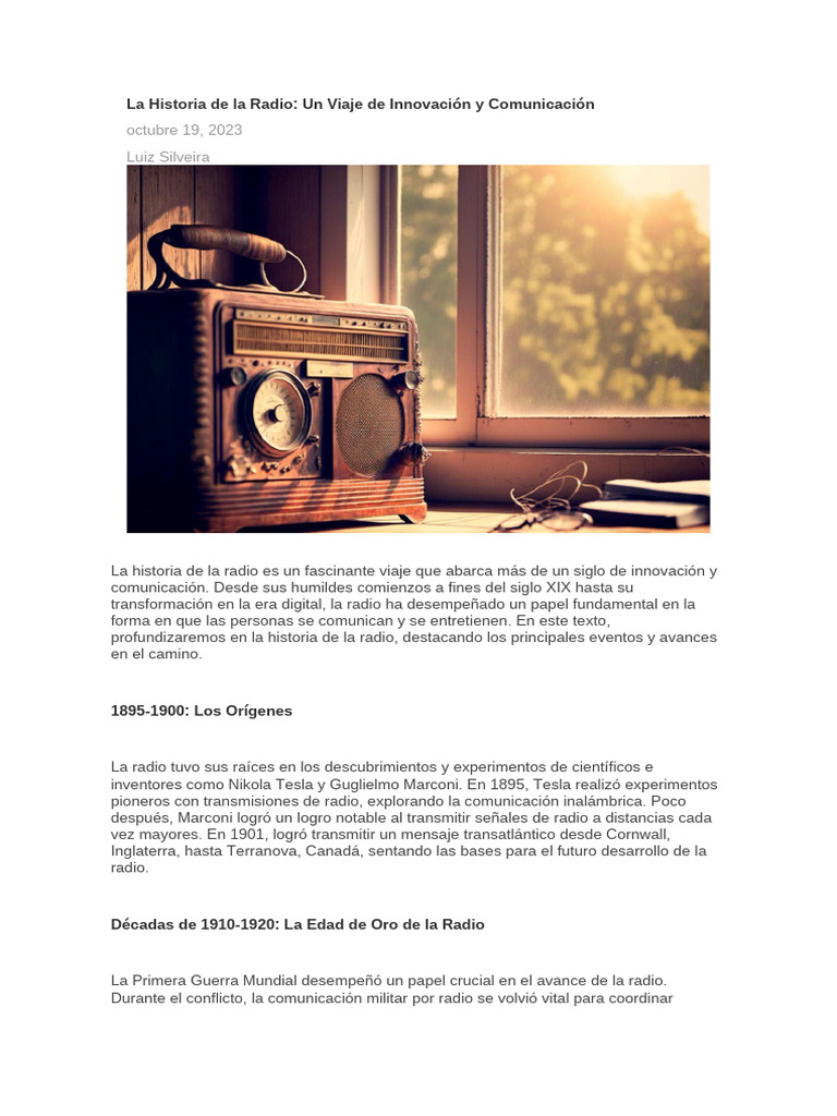La Historia de La Radio | PDF | Radio | Radiodifusión