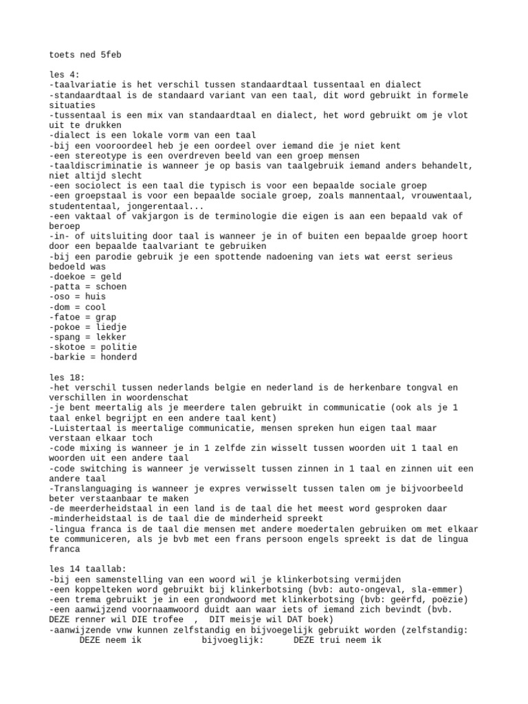Toets Ned 5feb | PDF