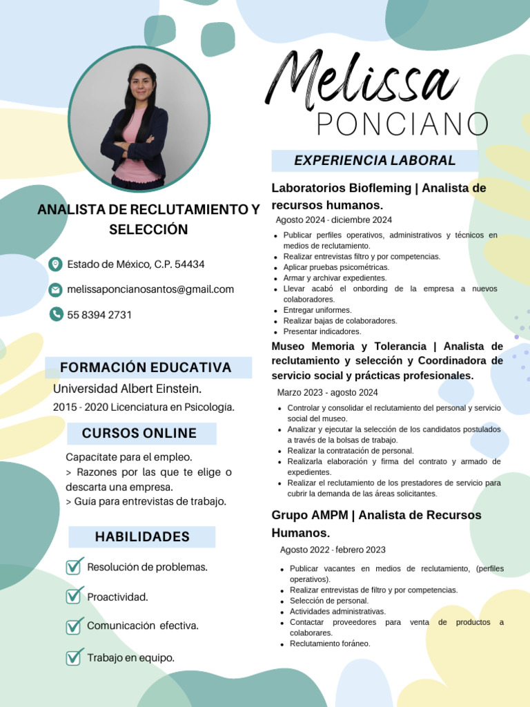 CV Melissa Ponciano Santos | PDF | Reclutamiento | Gestión de recursos ...