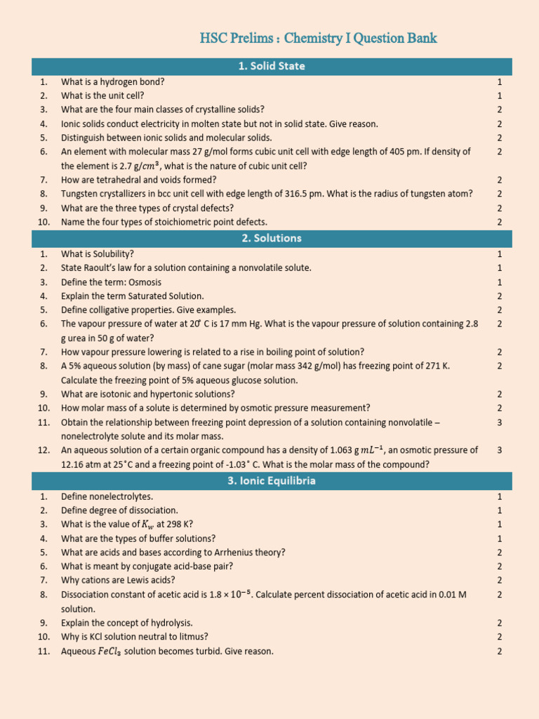 Chemistry 1 Question Bnk | PDF | Coordination Complex | Reaction Rate