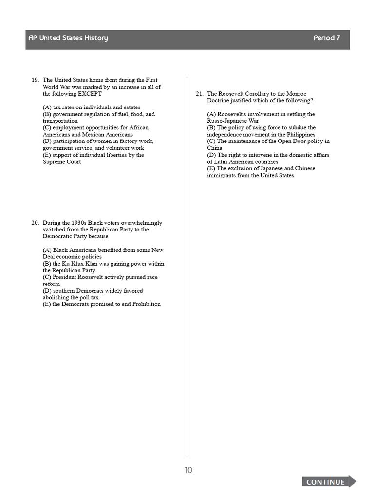 APUSH Period 7 Test 1-10 | PDF